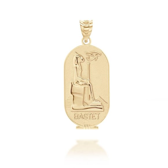 Element Shine | Jewelry | Solid K Gold Goddess Bastet Pendant Yellow ...